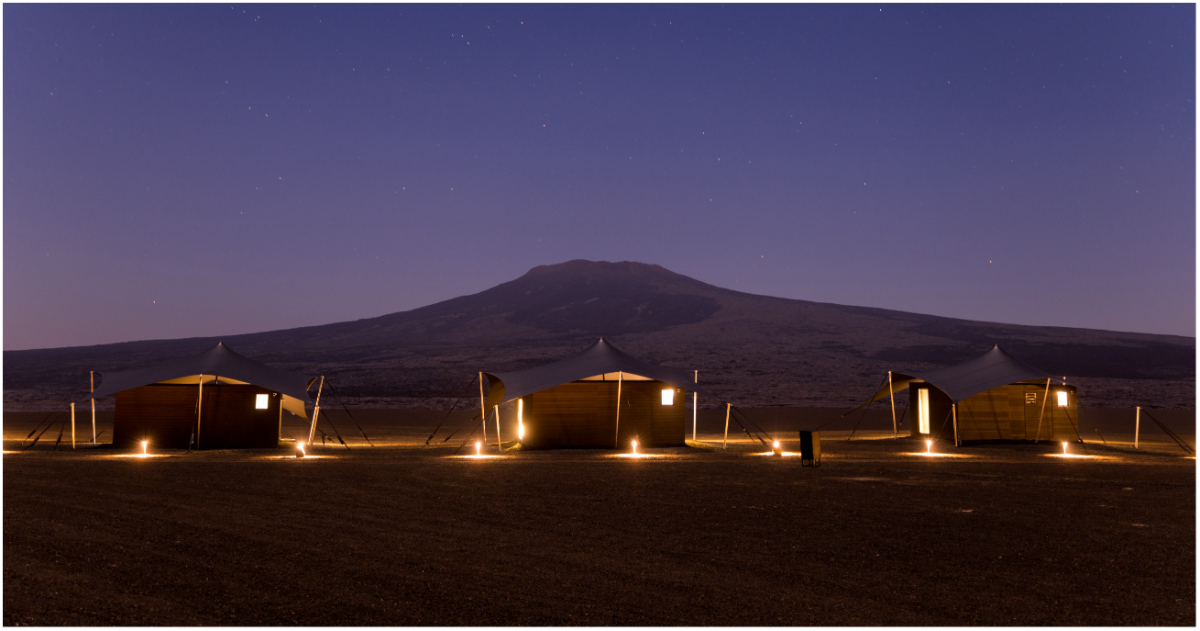 Settle into the luxurious Khaybar Volcano Camp in the heart of lava fields